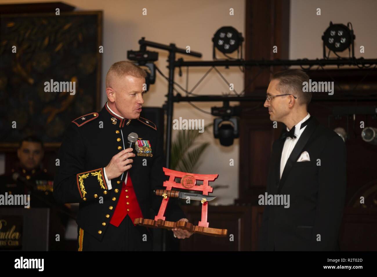 U.S. Marine Corps Brig. Gen. Paul J. Rock Jr., left, commanding general ...