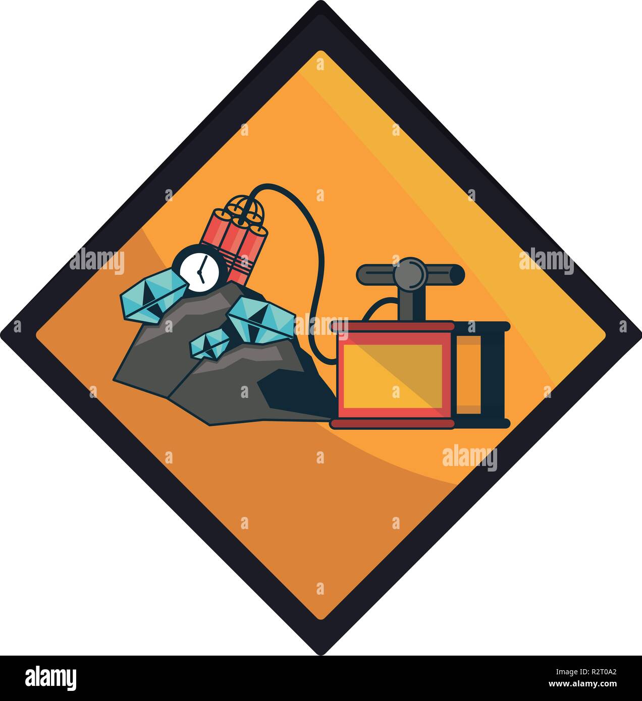 Mining tnt detonator and diamonds mine vector illustration graphic ...