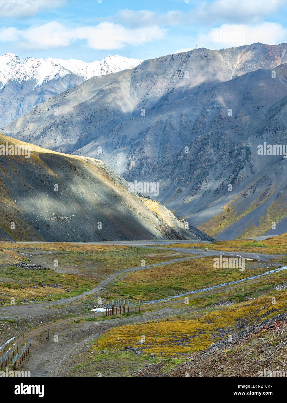 A view of the Atigun Pass in the Brooks Range from Dalton Highway in ...