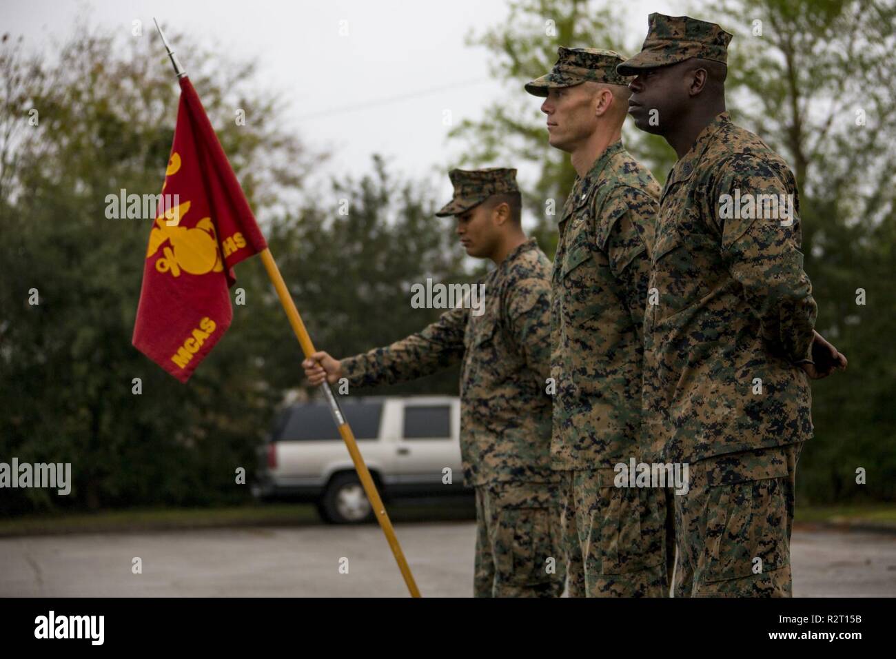 U.S. Marine Corps Sgt. Nashitian M. Kanaecaballes, left, administrative specialist, Lt. Col ...