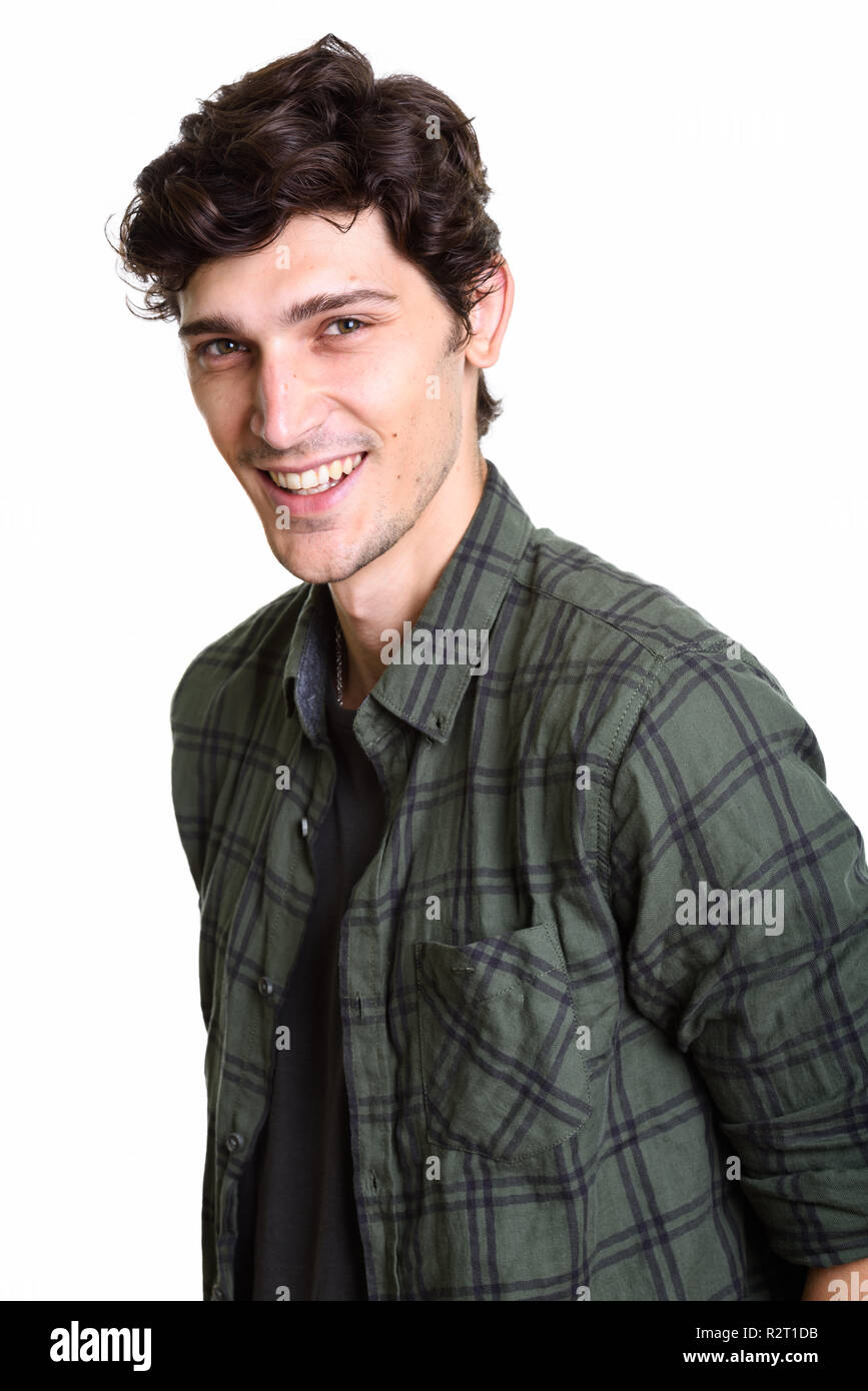Studio shot of young happy handsome man smiling Stock Photo - Alamy