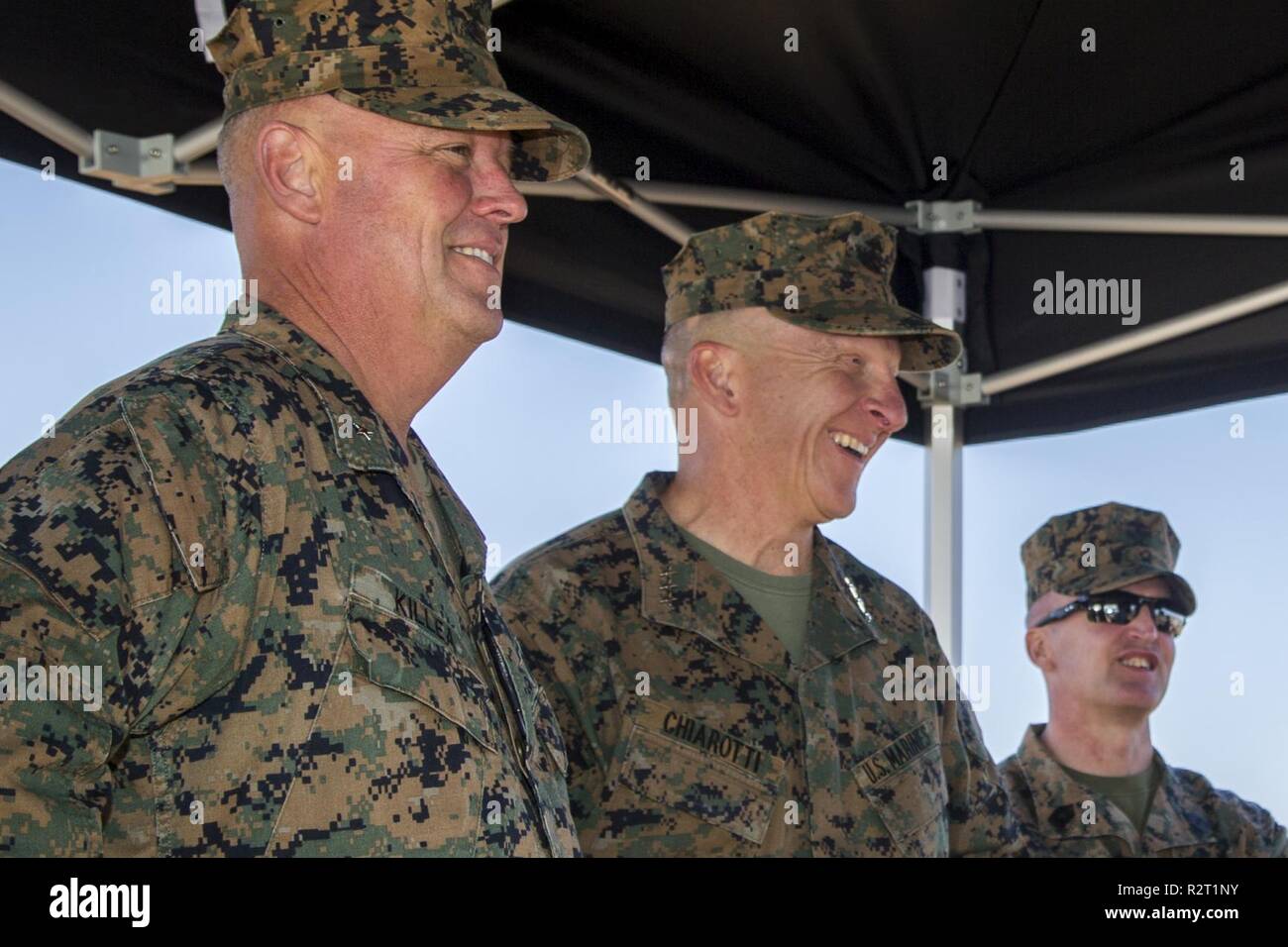U.S. Marine Corps Brig. Gen. Kevin Killea, left, commanding general ...