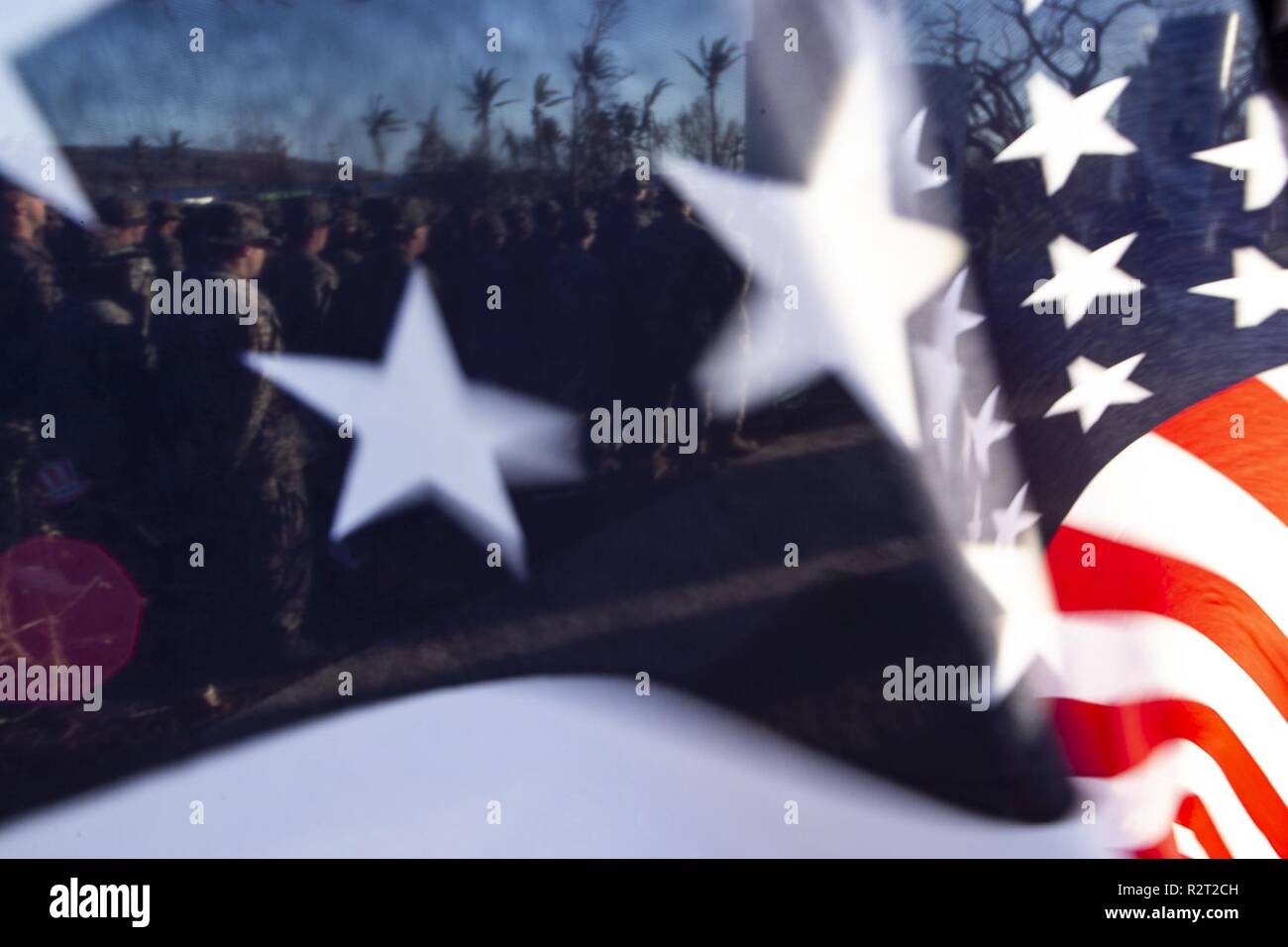 Marines and Sailors with Combat Logistics Battalion 31 stand in ...