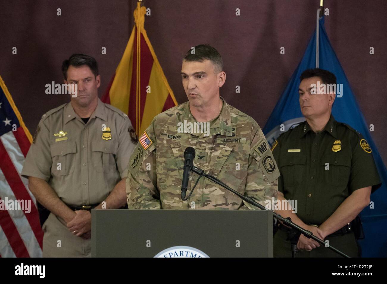 Col. Larry C. Dewey, commander, 16th Military Police Brigade speaks at ...