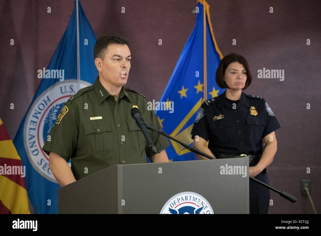 Border Patrol Tucson Sector Chief Rodolfo Karisch speaks at the Joint ...