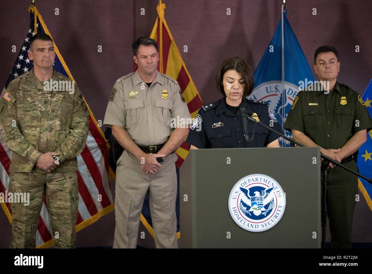 Acting Tucson Director of Field Operations Petra Horne speaks at the ...