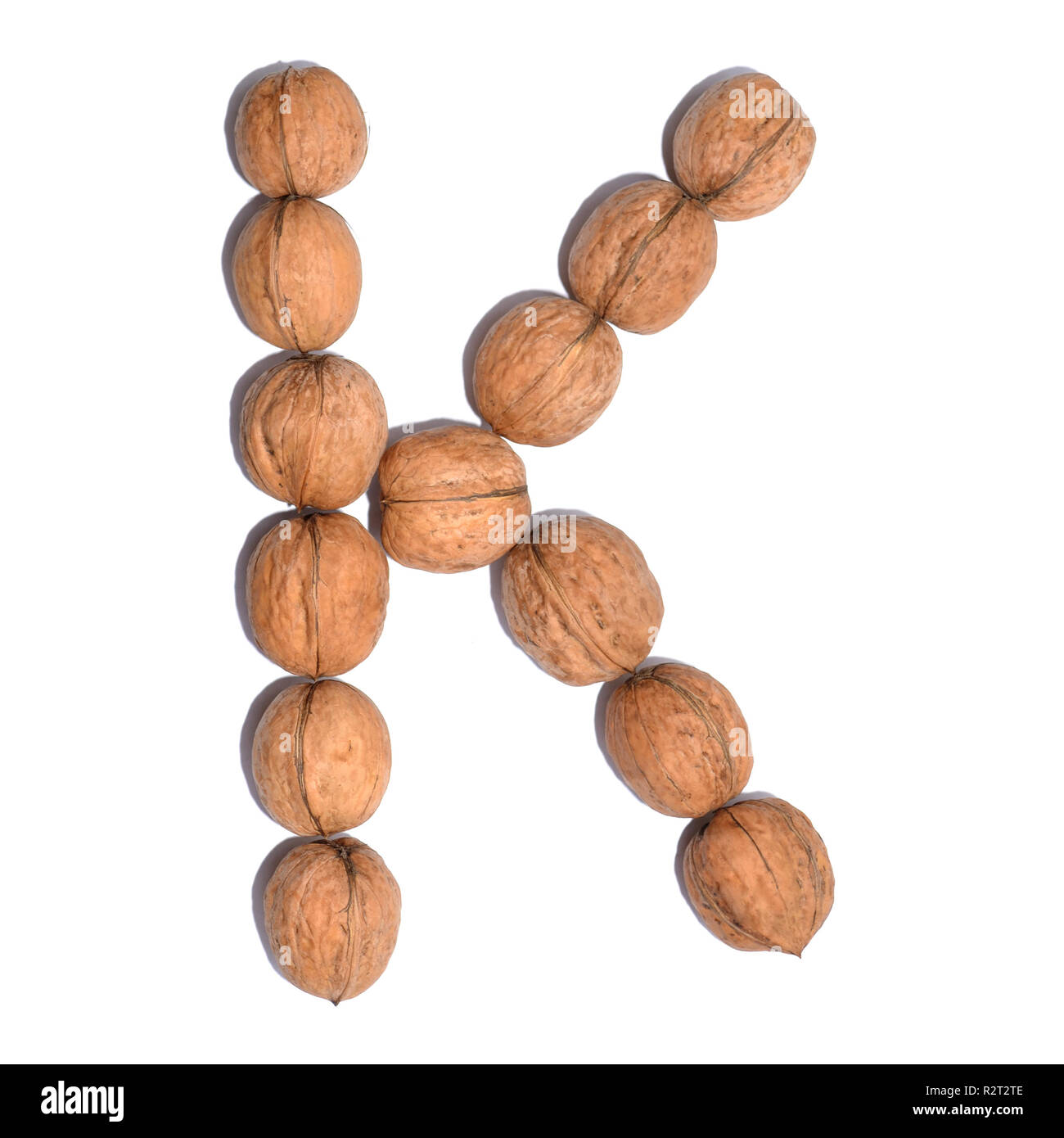 Letter K made with nuts to form a letter of the alphabet. Fruit letters ...