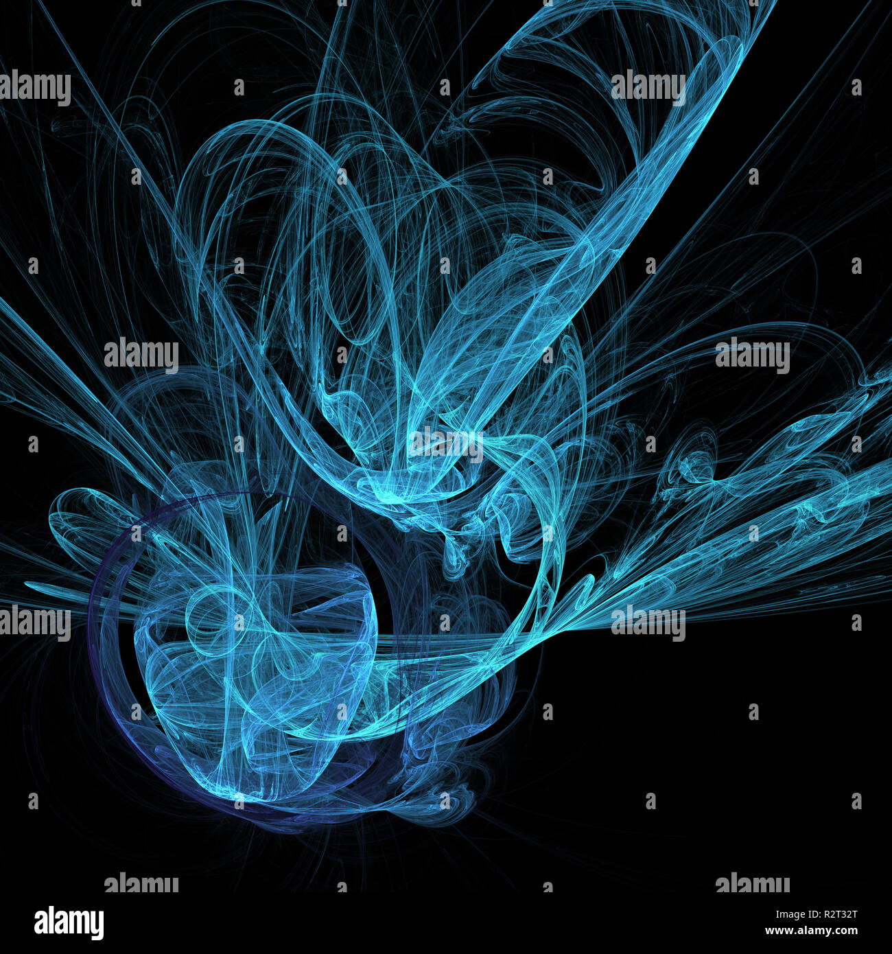 Blue light curl vertigo helix clouds curves futuristic fractal digital ...