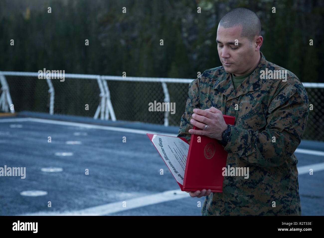 U.S. Marine Corps Gunnery Sgt. Derek B. Delavega with Combat Logistics ...