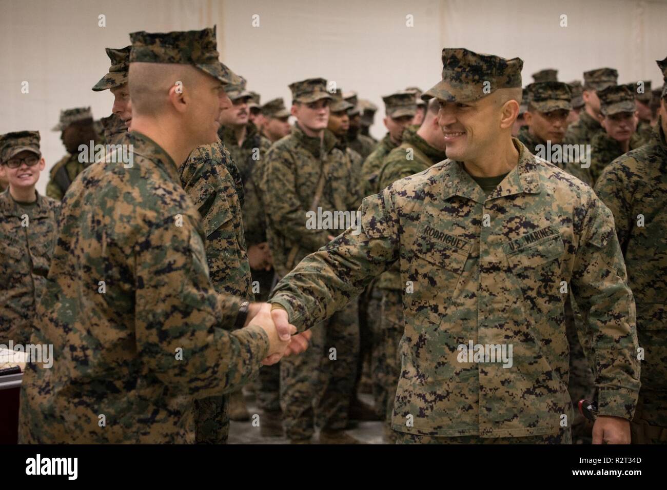 U.S. Marine Corps Col. Boyd A. Miller, left, the commanding officer of ...