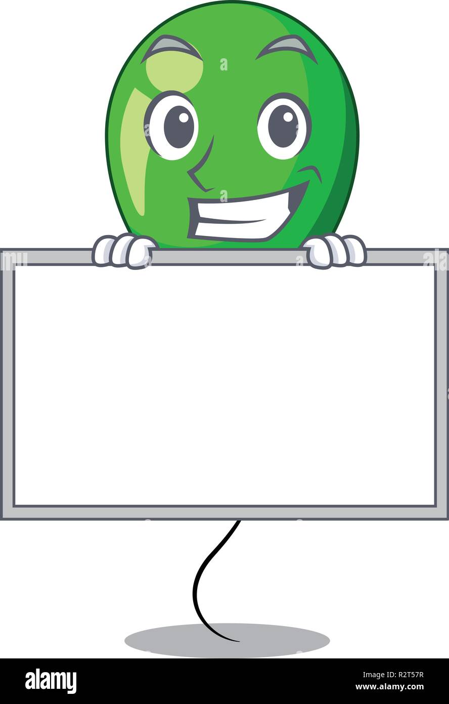 Grinning with board green balloon cartoon Birthday very funny Stock ...