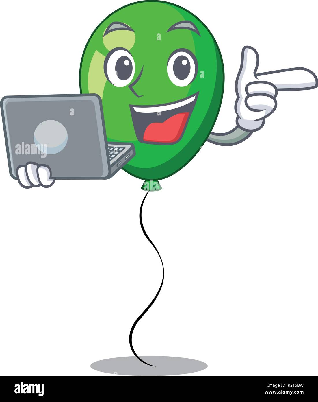With laptop green balloon cartoon Birthday very funny Stock Vector ...