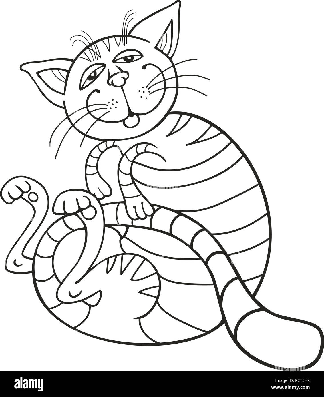 Cartoon illustration tabby cat coloring hi-res stock photography and ...