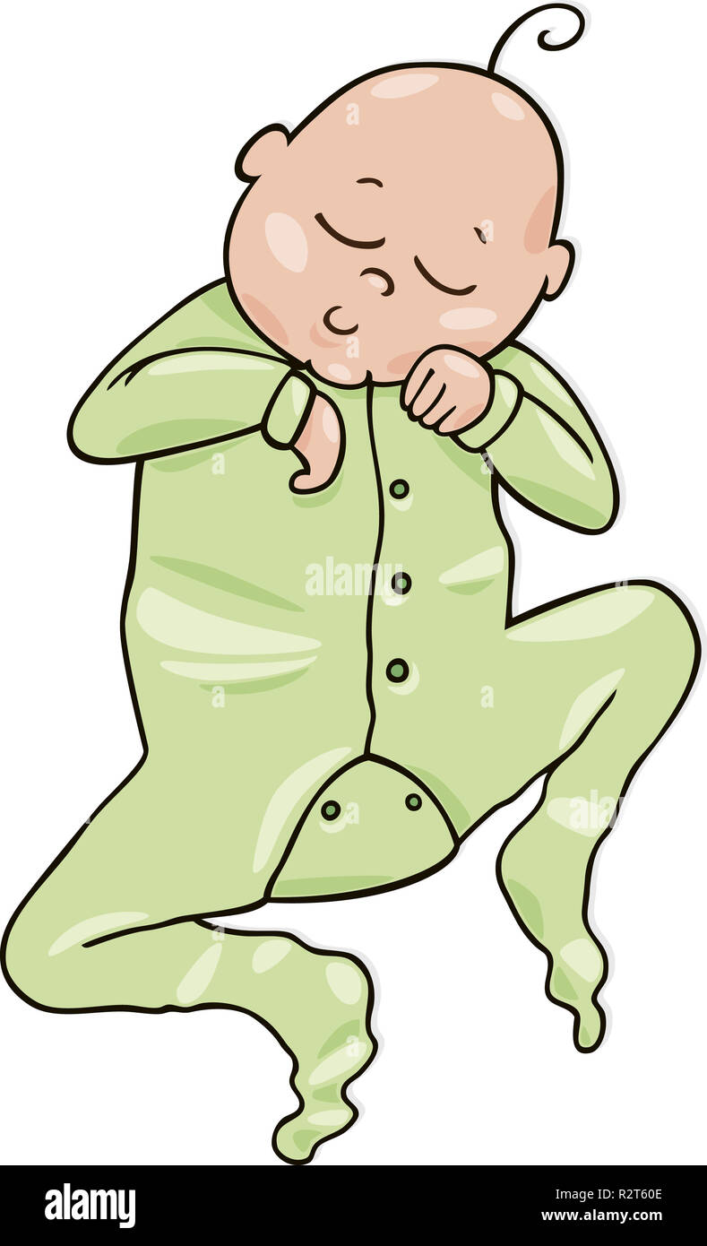Cartoon Illustration Newborn Baby Sleeping High Resolution Stock ...