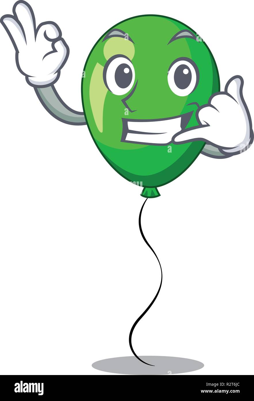 Call me green balloon on character plastic stick Stock Vector Image ...