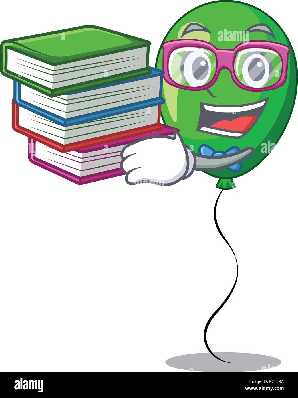 Student with book green balloon on character plastic stick Stock Vector ...