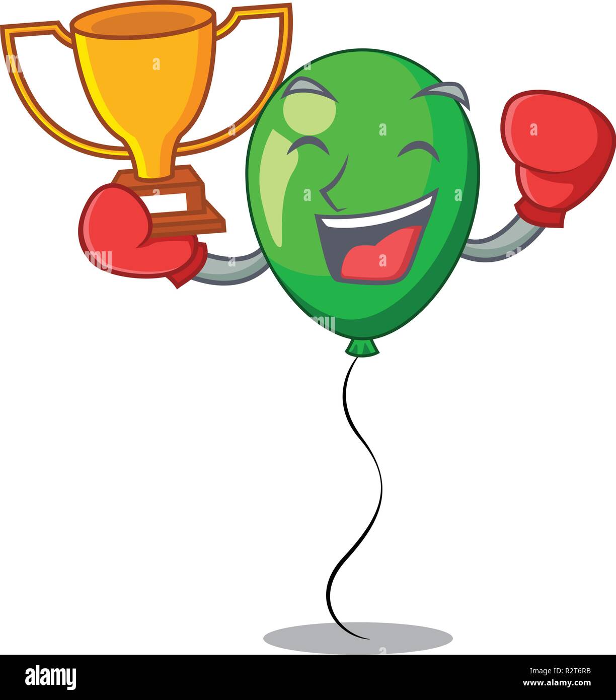 Boxing winner green balloon on character plastic stick Stock Vector ...