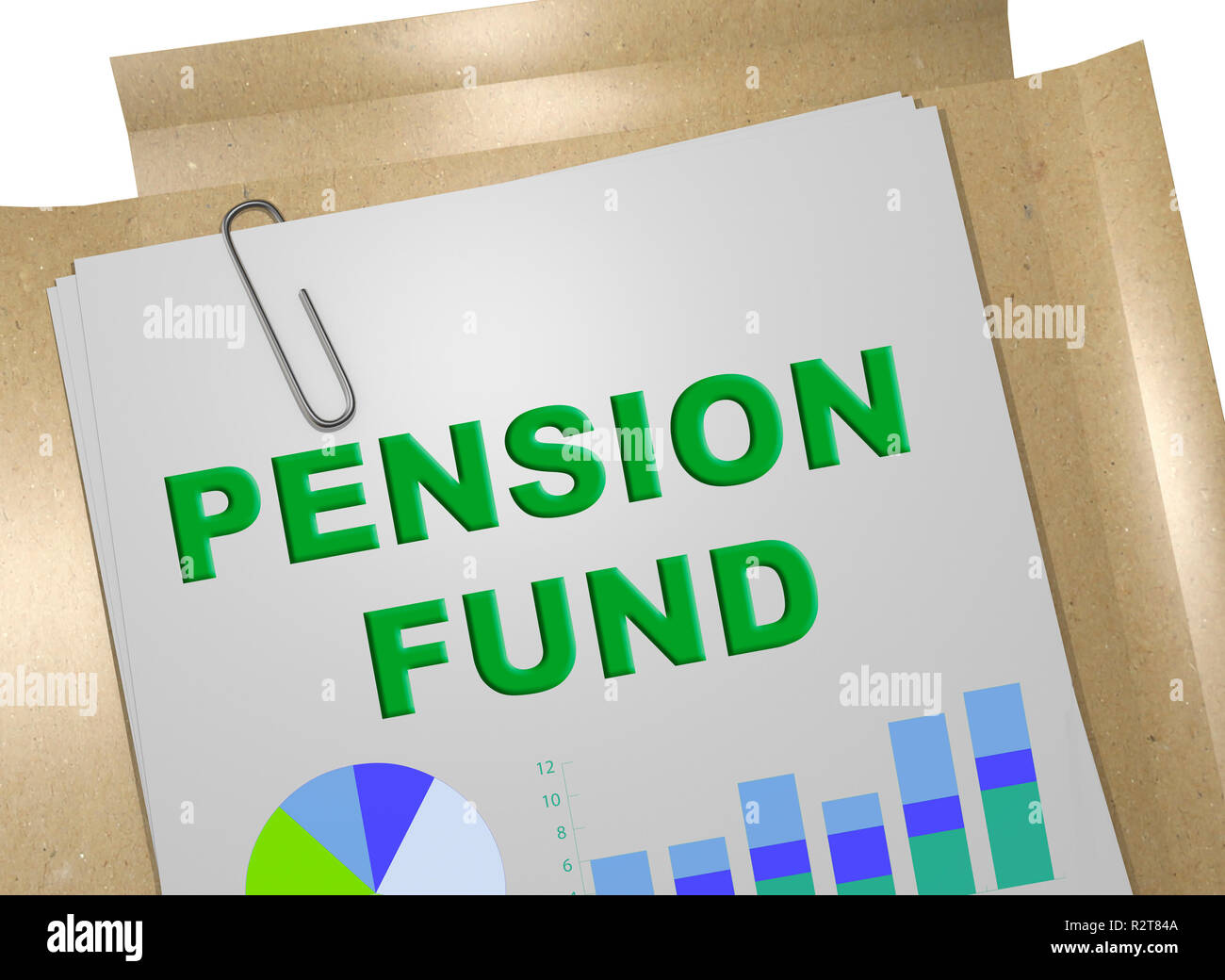 3D illustration of PENSION FUND title on business document Stock Photo ...