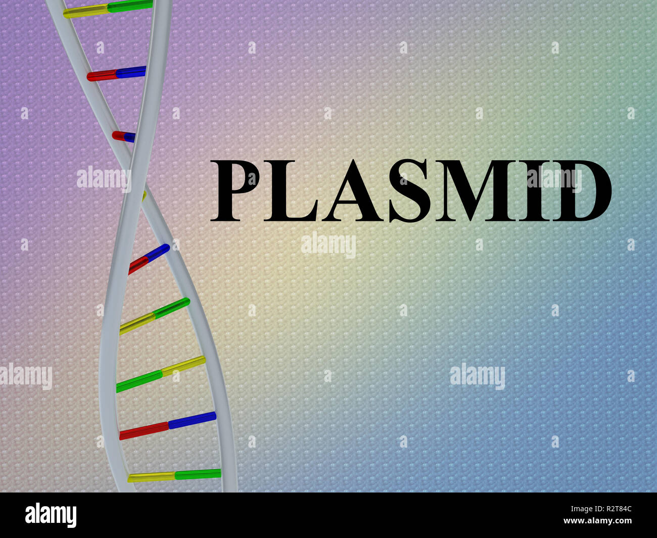 3D illustration of PLASMID script with DNA double helix , isolated on ...