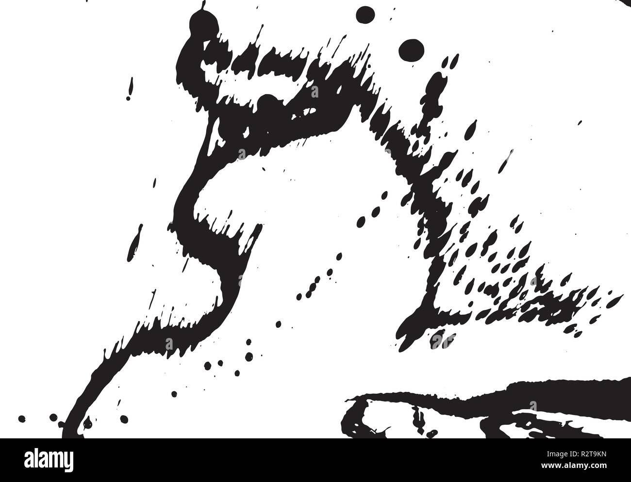 Ink grunge drops texture. Black hand drawn splashes and stains on white ...