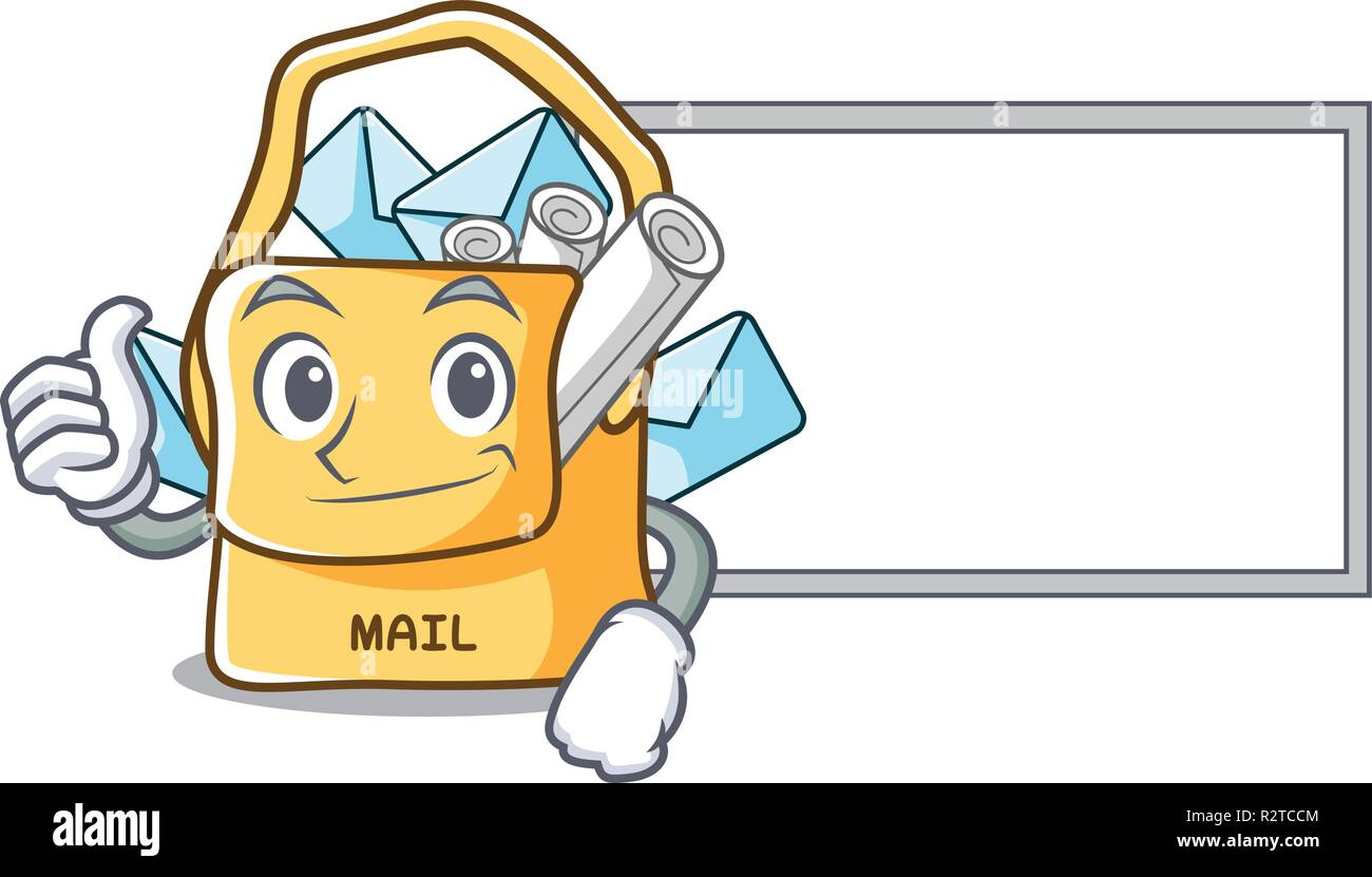 Thumbs up with board bag sack fill in cartoon mail Stock Vector Image ...