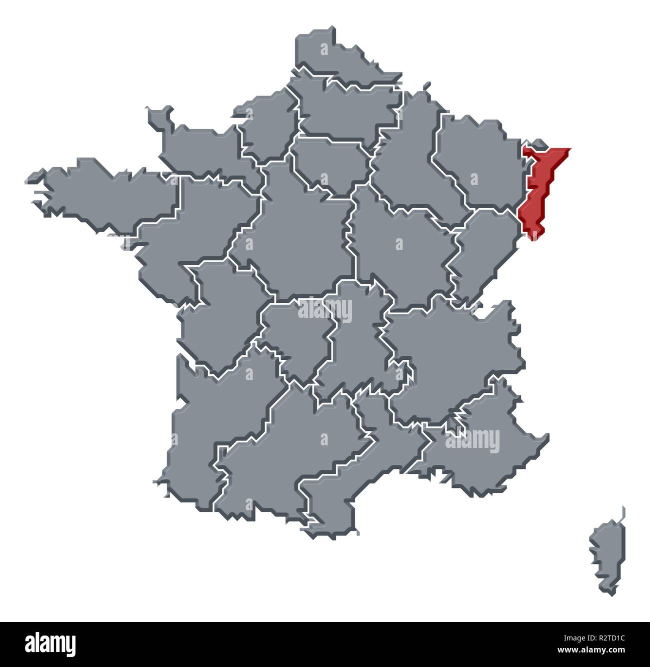 map of france,alsace highlighted Stock Photo - Alamy