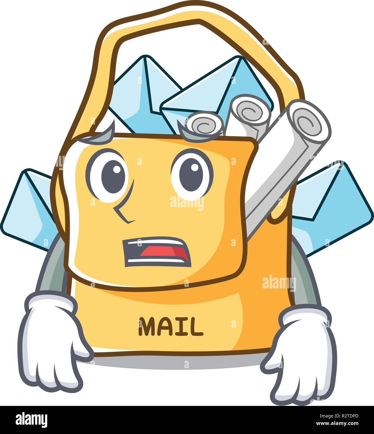 Afraid mail bag character on table front Stock Vector Image & Art - Alamy