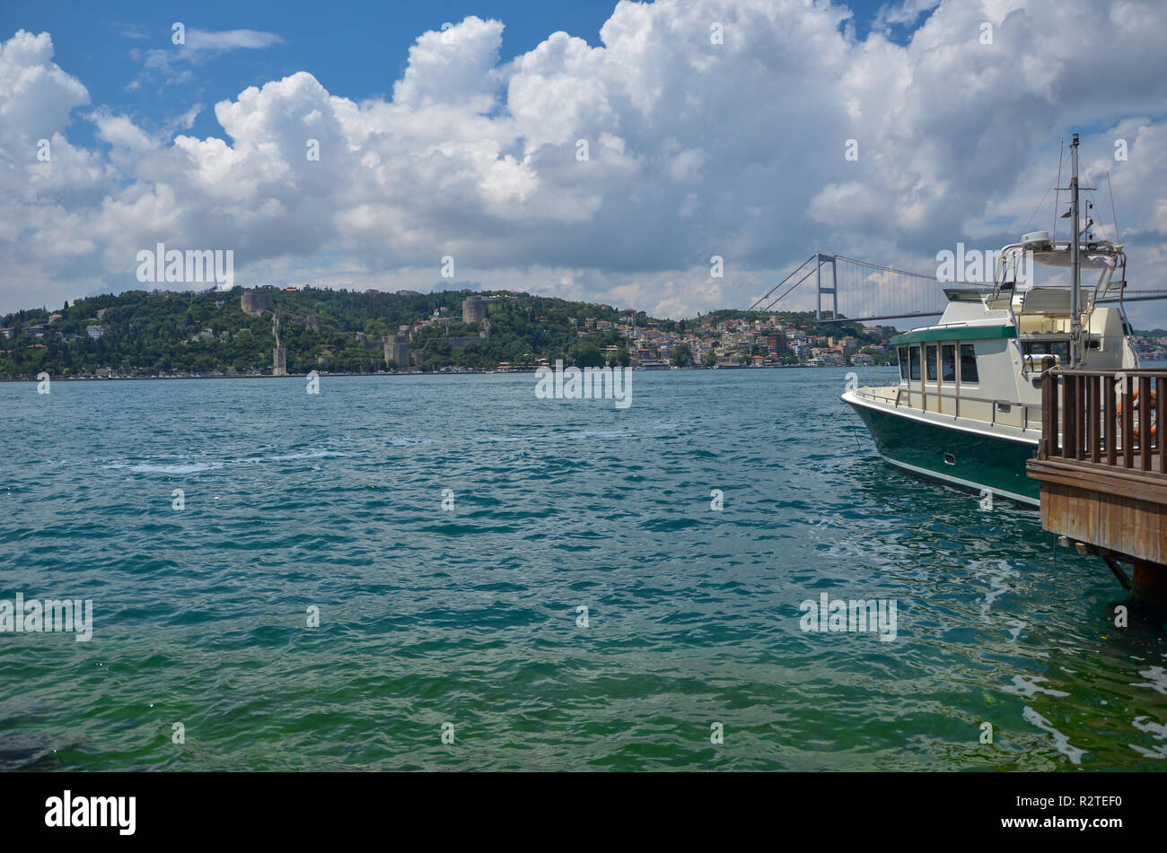 The first one bridge of Bosphorus channel at Istanbul in Turkey. This ...