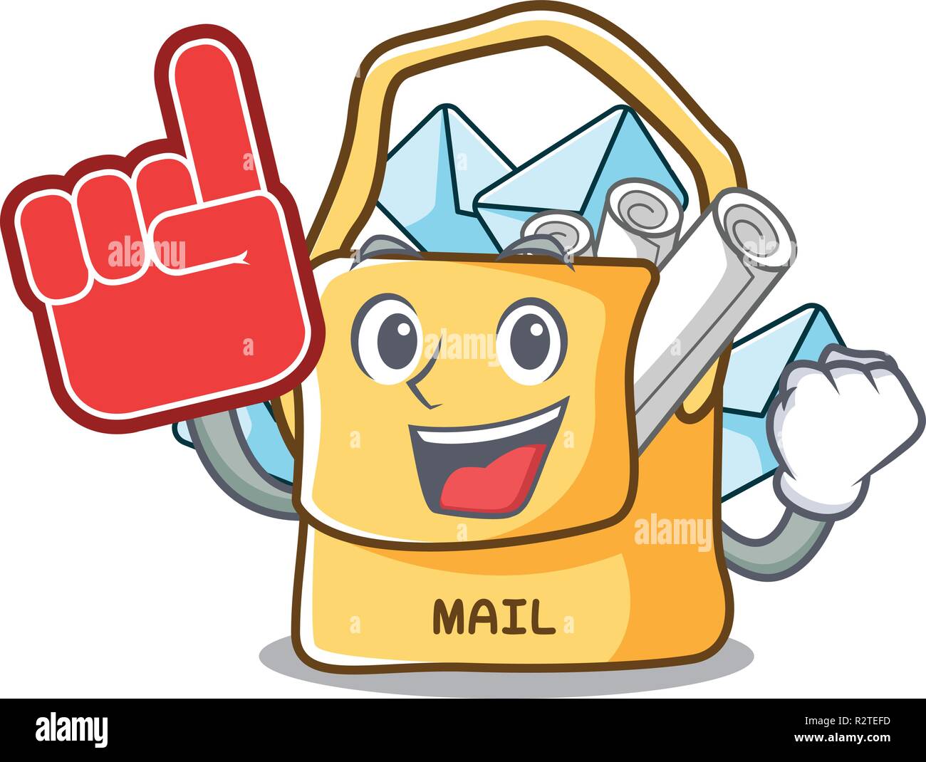 Foam finger mail bag character on table front Stock Vector Image & Art ...