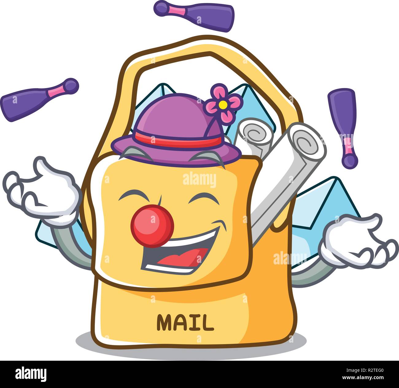 Juggling mail bag character on table front Stock Vector Image & Art - Alamy