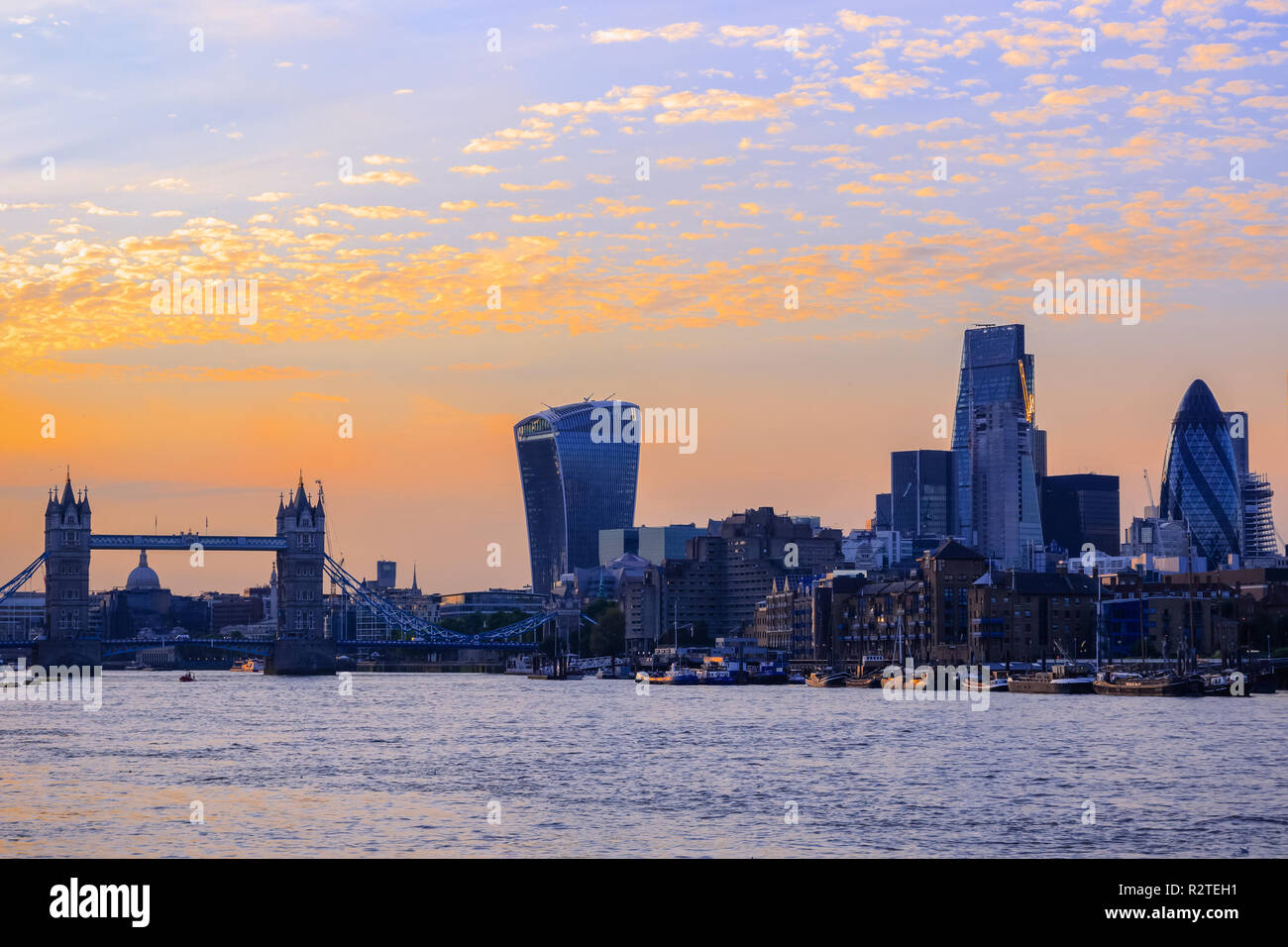 Cityscape of London at sunset with landmarks Stock Photo - Alamy