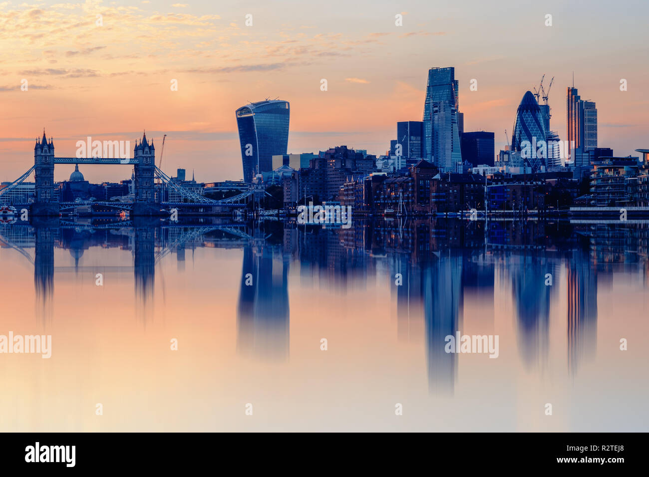 Cityscape of London at sunset with landmarks Stock Photo - Alamy
