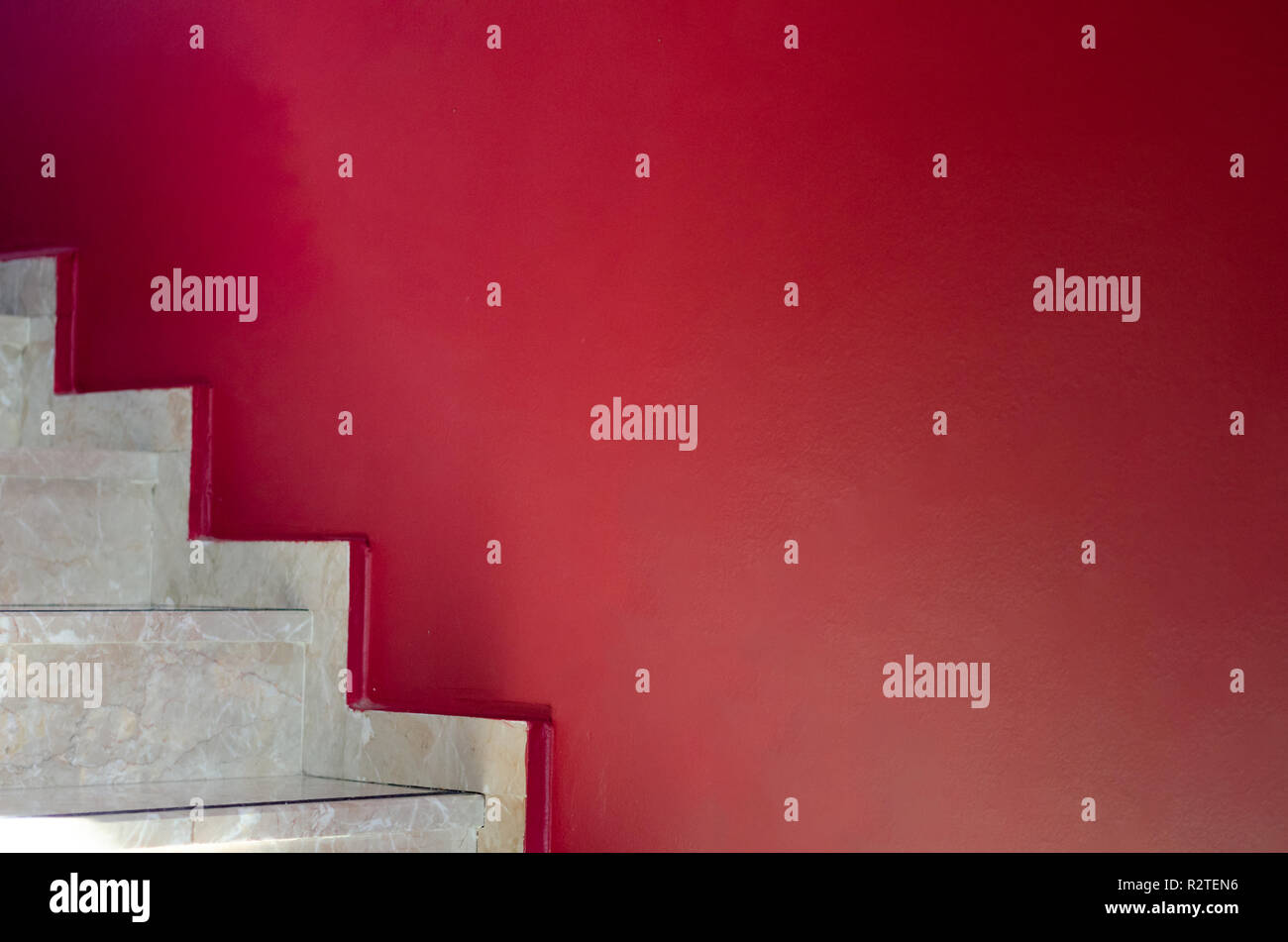 Red wall and stairs steps, abstract background Stock Photo - Alamy