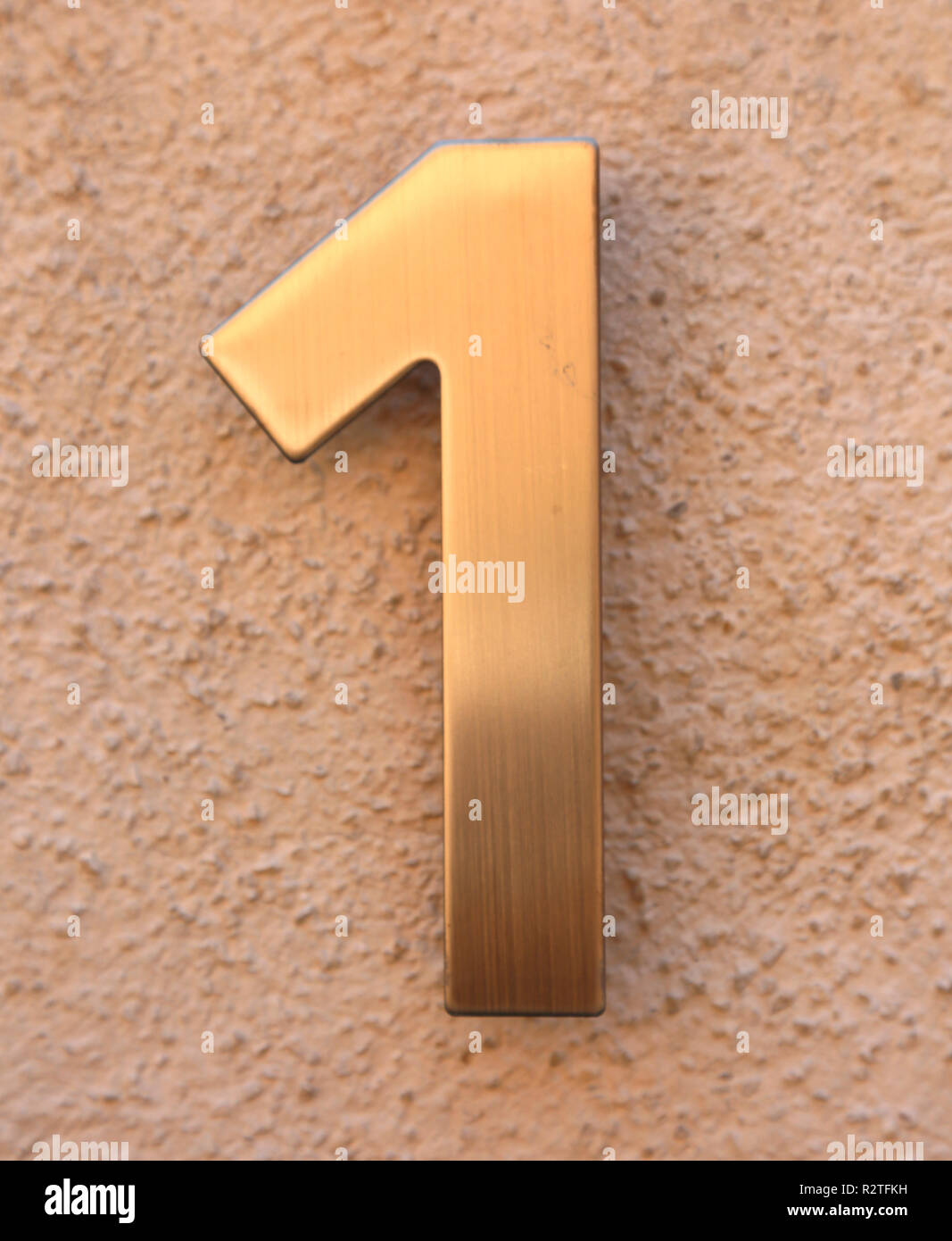 big text number 1 in golden metal Stock Photo - Alamy