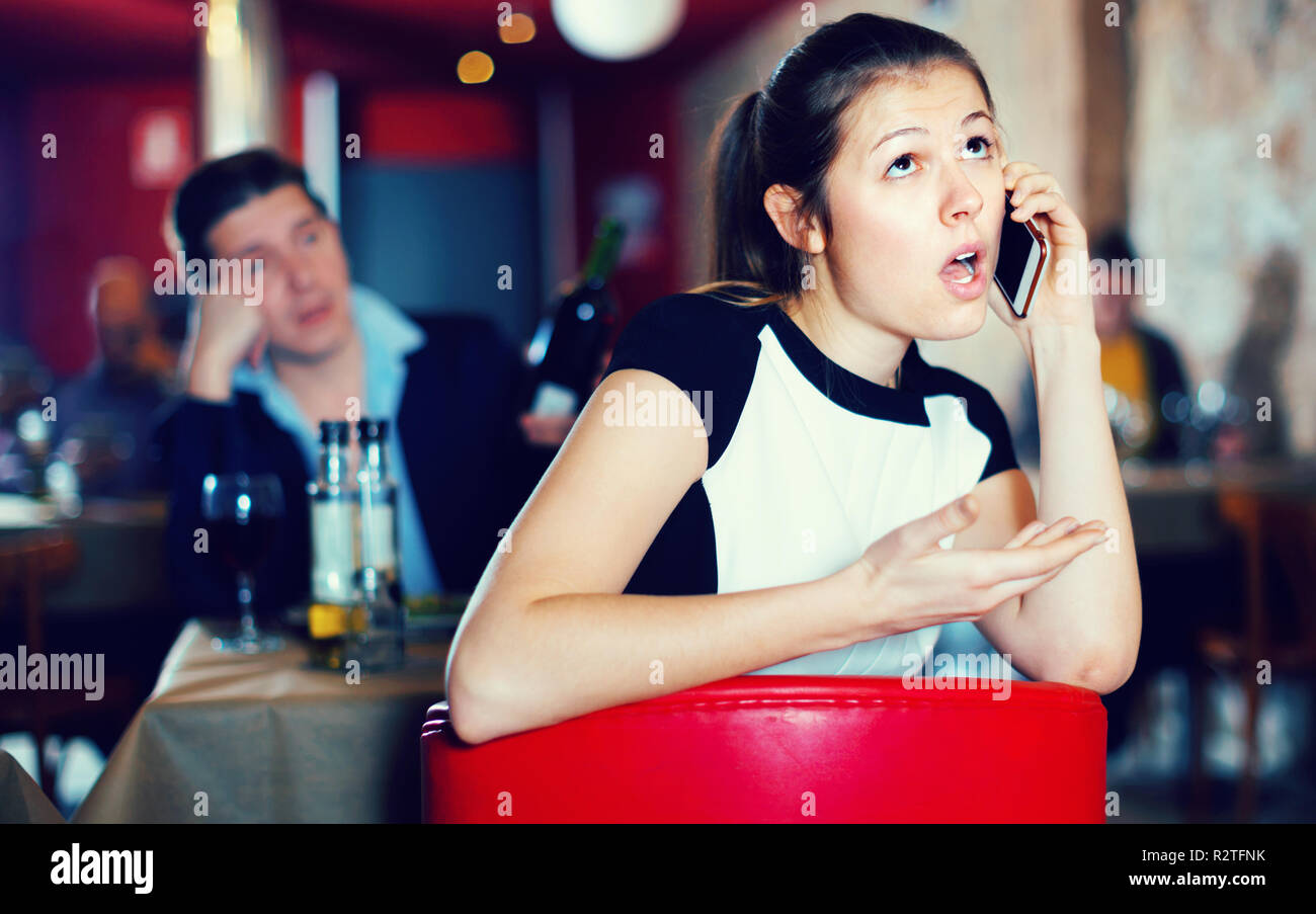 Angry woman restaurant on table hi-res stock photography and images - Alamy