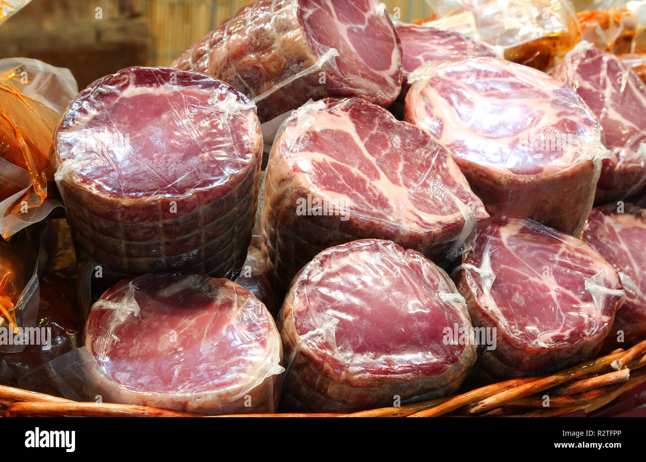 salami with nylon for sale in the italian delicatessen made also called ...