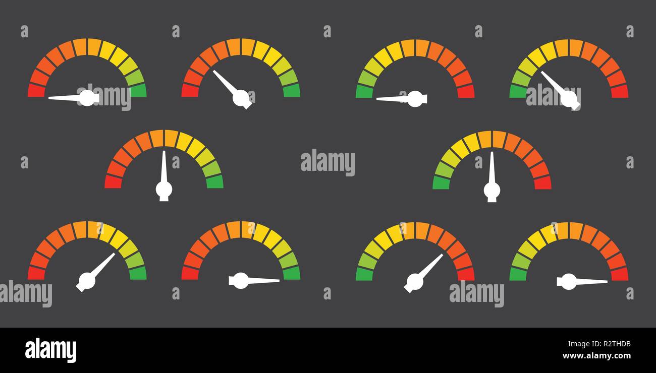 Meter signs infographic gauge element from red to green and green to ...