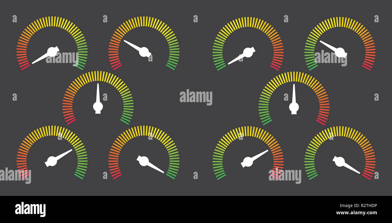 Meter signs infographic gauge element from red to green and green to ...