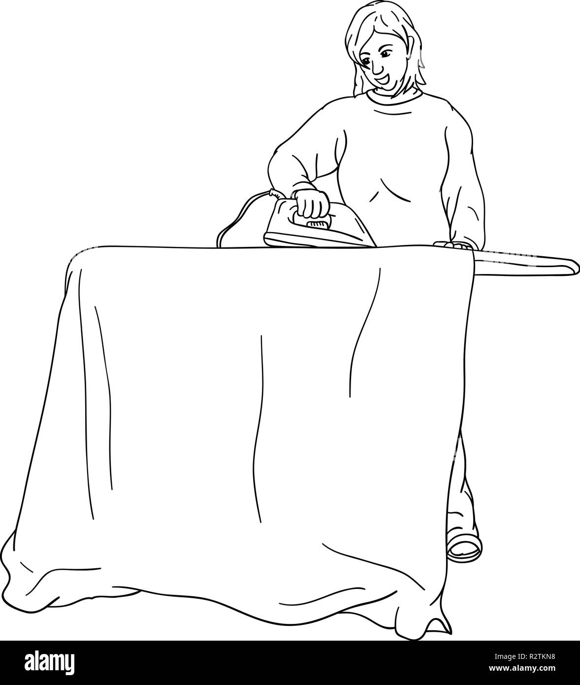 Cartoon woman ironing hi-res stock photography and images - Alamy