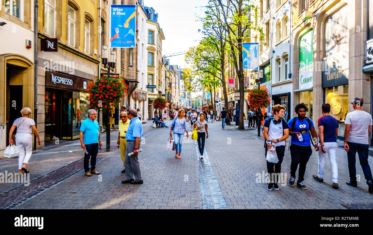 Grand Rue shopping street in the heart of the famous and touristic city ...