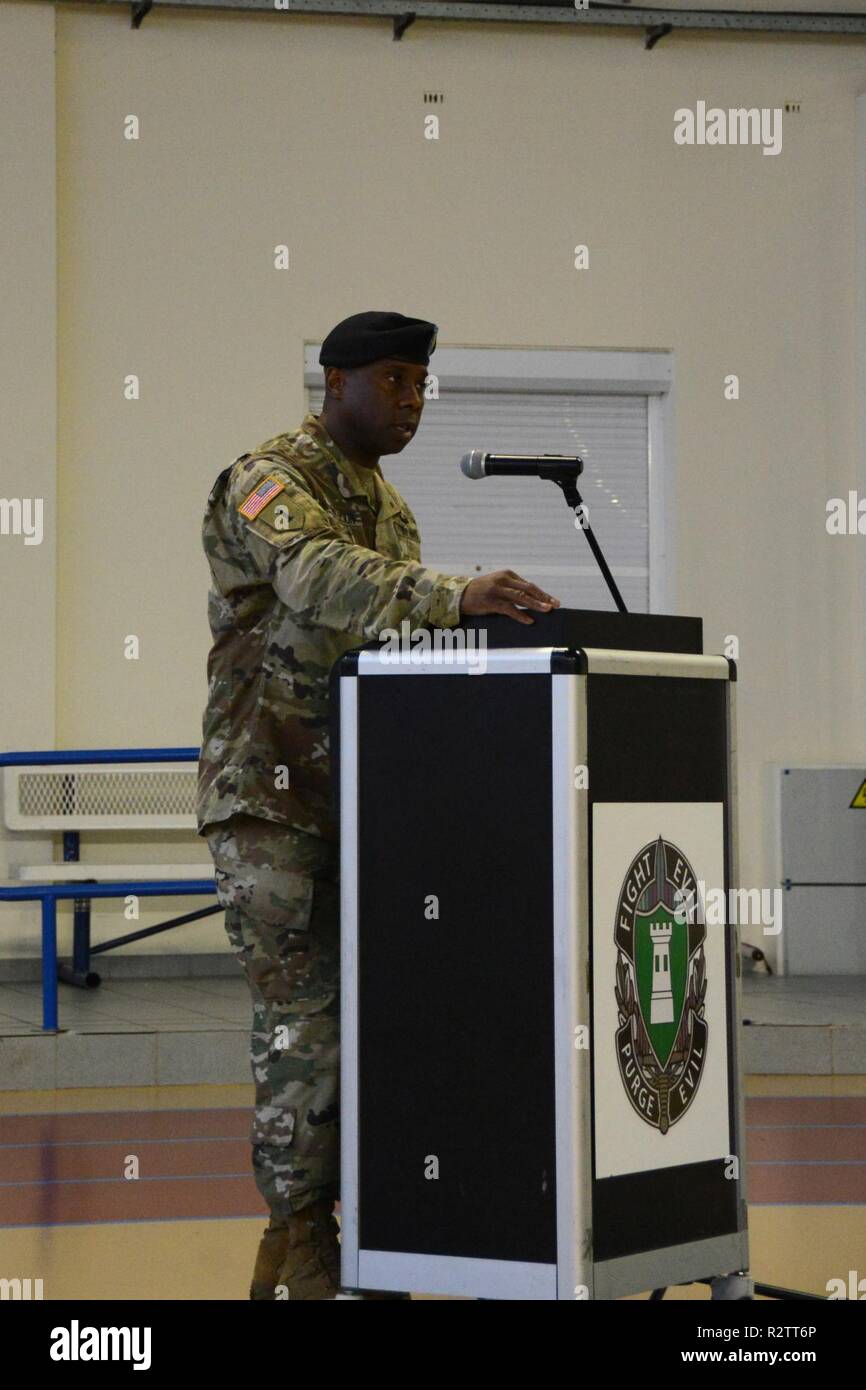 U.S. Army Lt. Col. Franck E. Jefferson (reviewing Officer), gives the ...