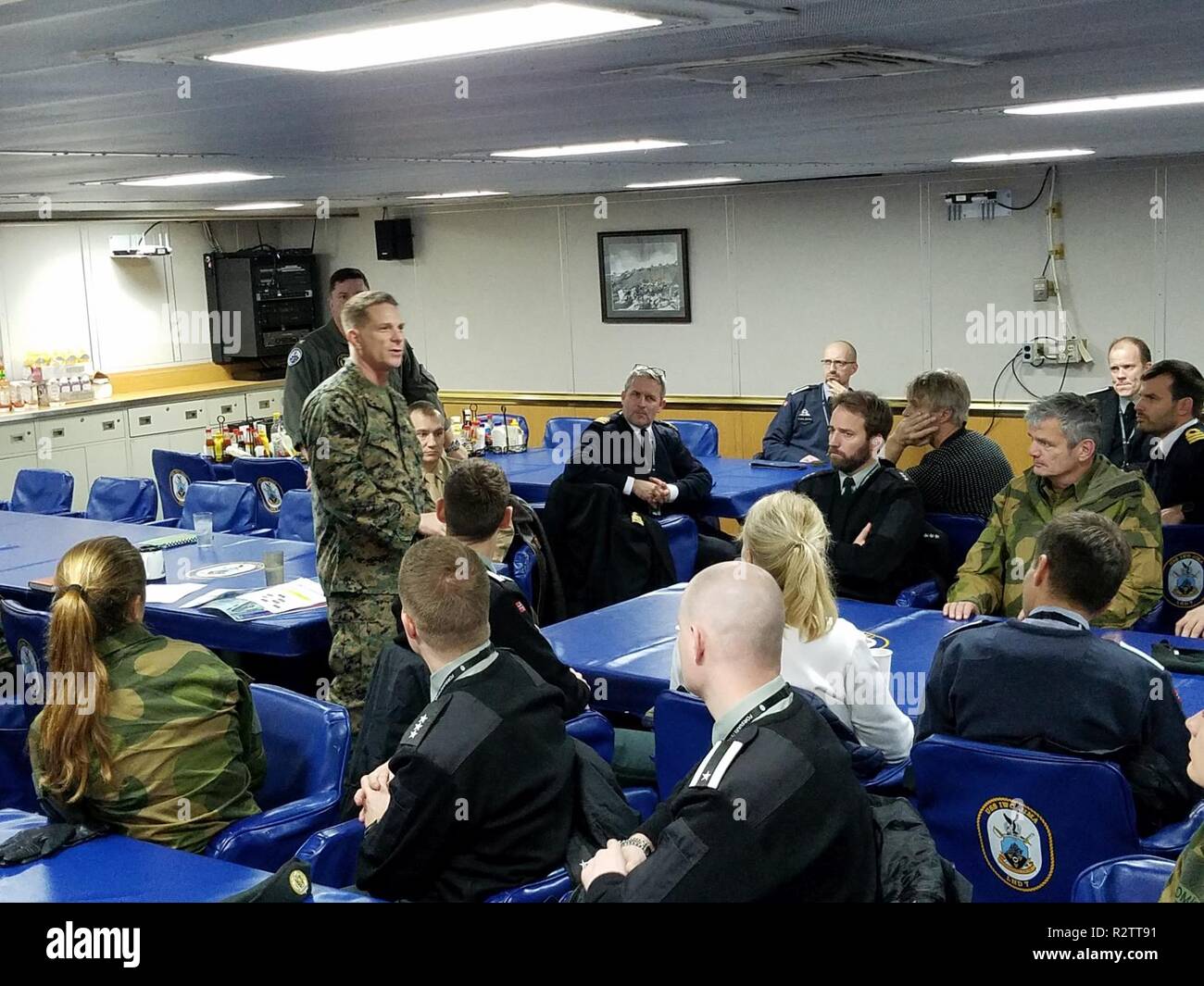 Col. Eric Cloutier speaks to students from the Norwegian Defense ...