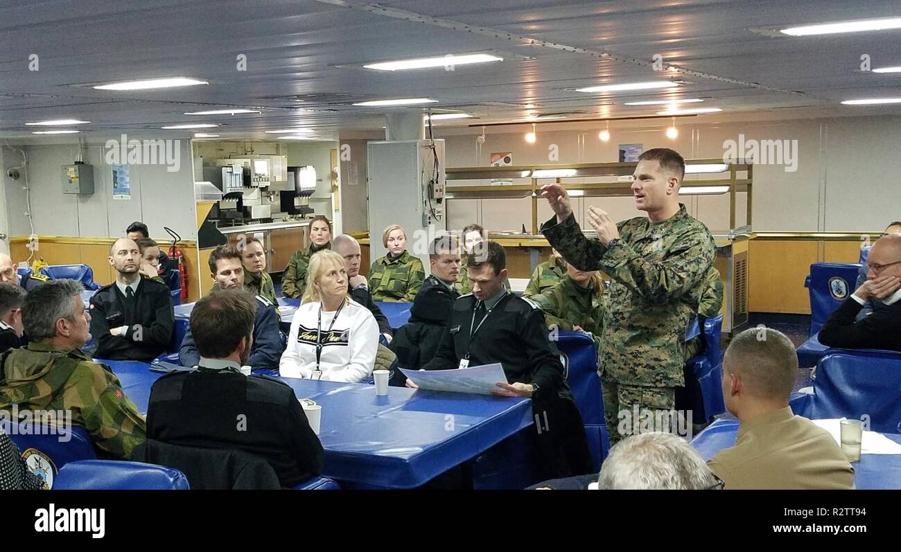 Col. Eric Cloutier speaks to students from the Norwegian Defense ...