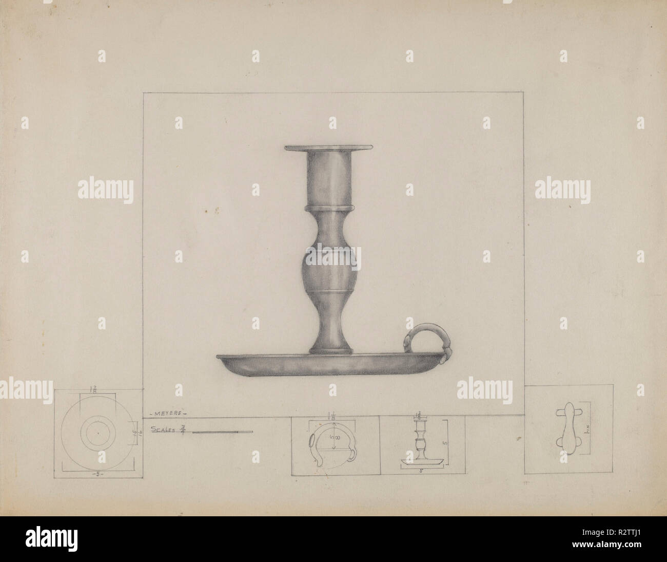Candlestick. Dated: c. 1936. Dimensions: overall: 22.5 x 29.2 cm (8 7/8 ...