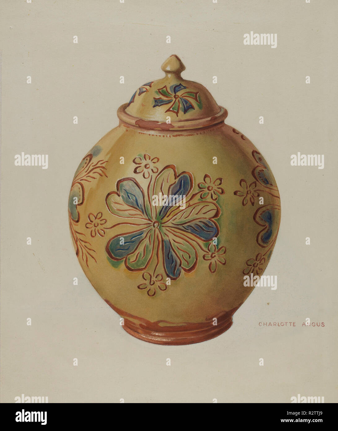 Jar with Cover. Dated: 1935/1942. Dimensions: overall: 42.9 x 34.6 cm ...