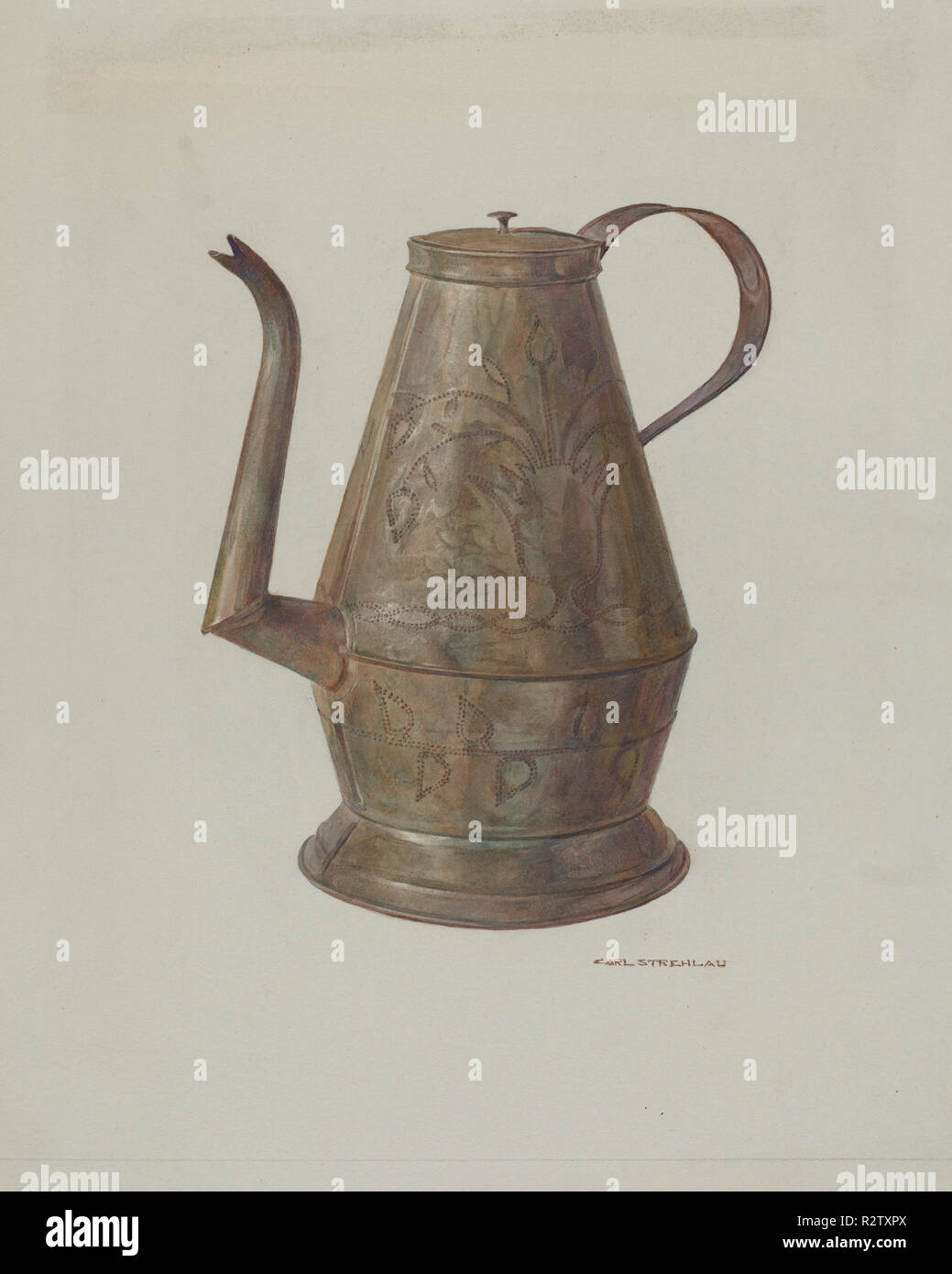 Pa. German Coffee Pot. Dated: c. 1939. Dimensions: overall: 34 x 27 cm ...