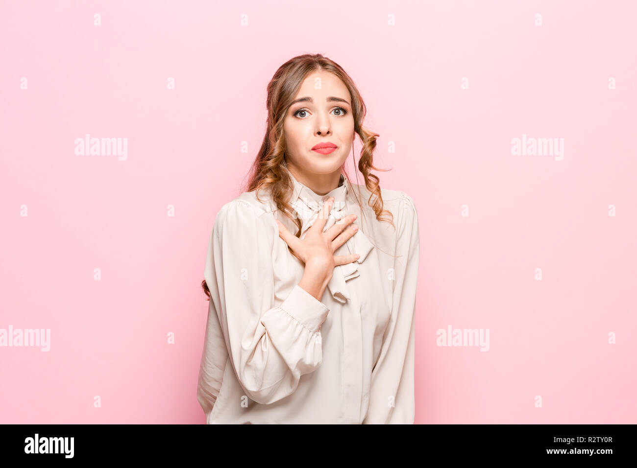 Indoor shot of regretful woman looks gloomy and desperate, Cute ...