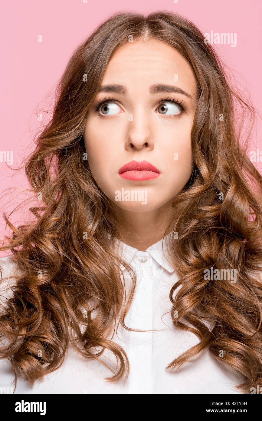 Indoor shot of regretful woman looks gloomy and desperate, Cute ...