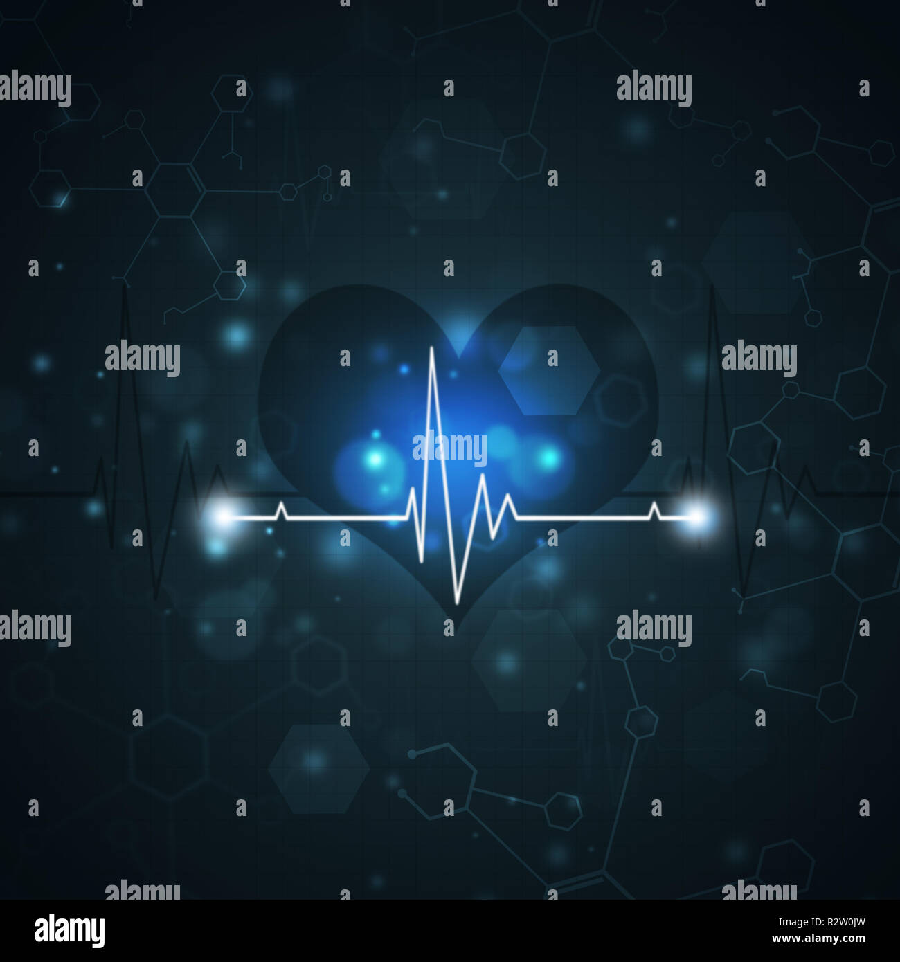 heart pulsating rhythm graph abstract blue background Stock Photo - Alamy