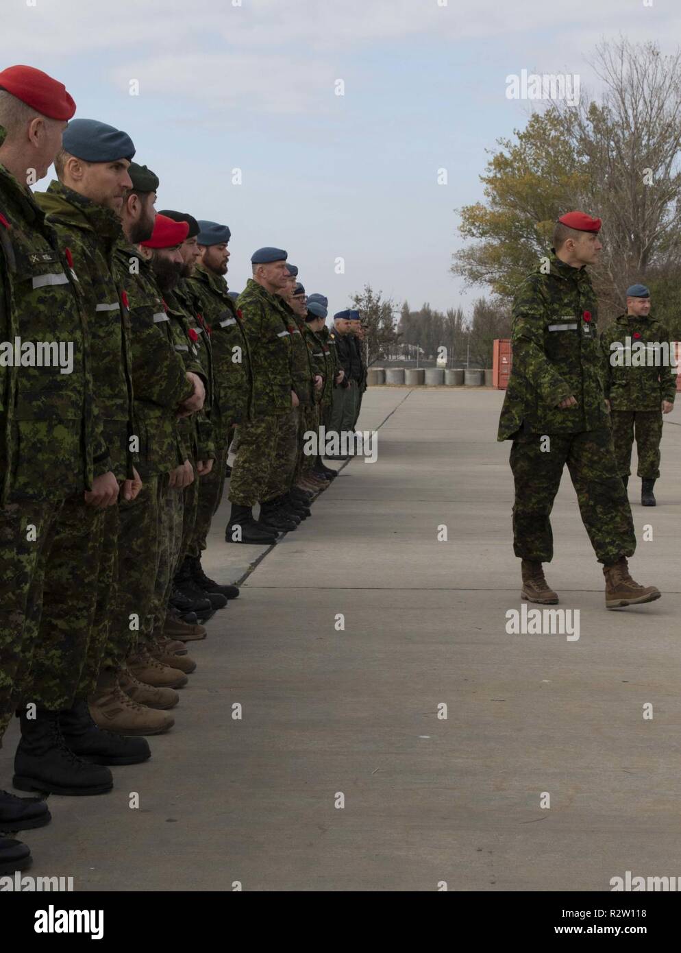 Canadian service members with the 425 Tactical Fighter Squadron stand ...